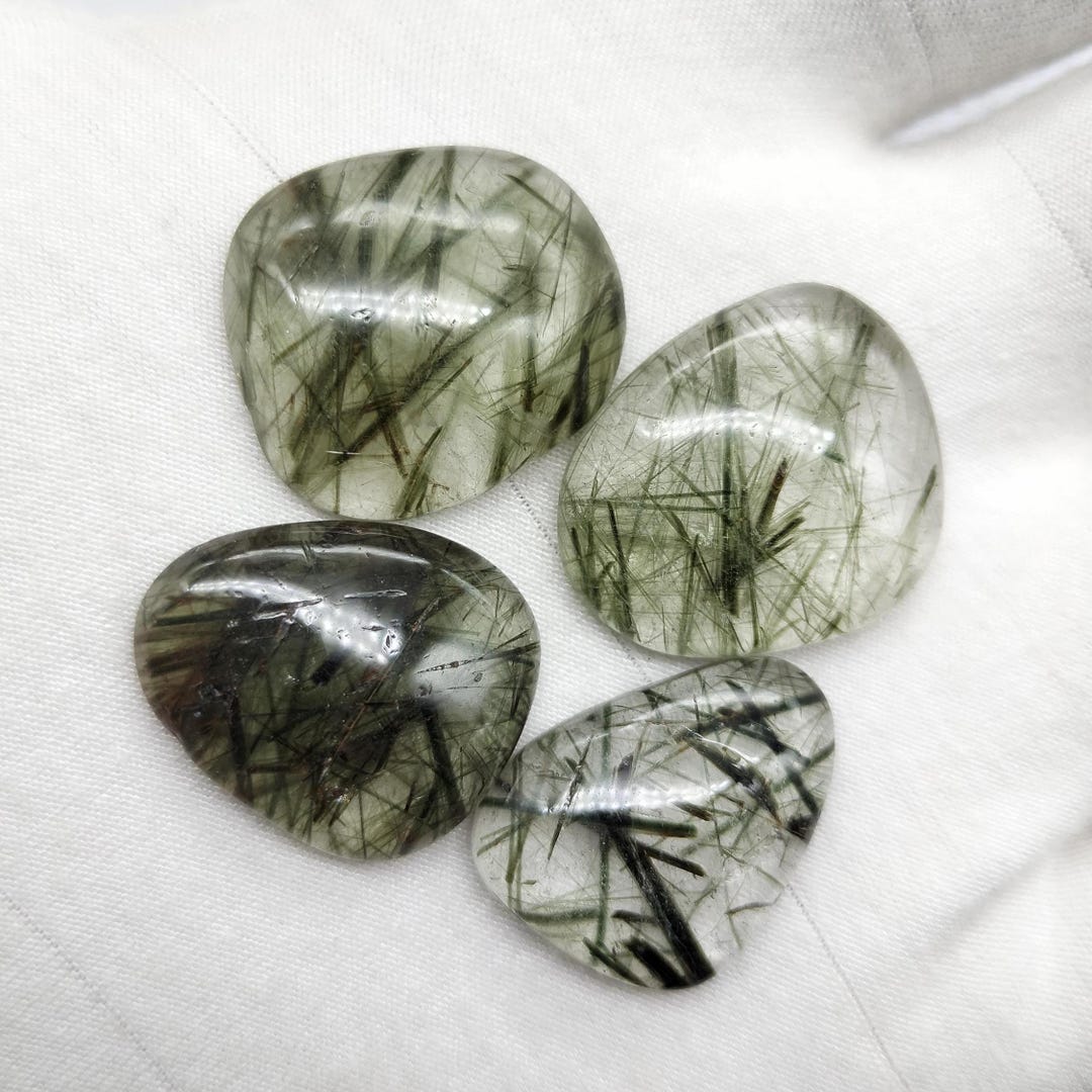 Natural Green Rutile Quartz 60 Ct, Free Form Shape Cabochon Green ...
