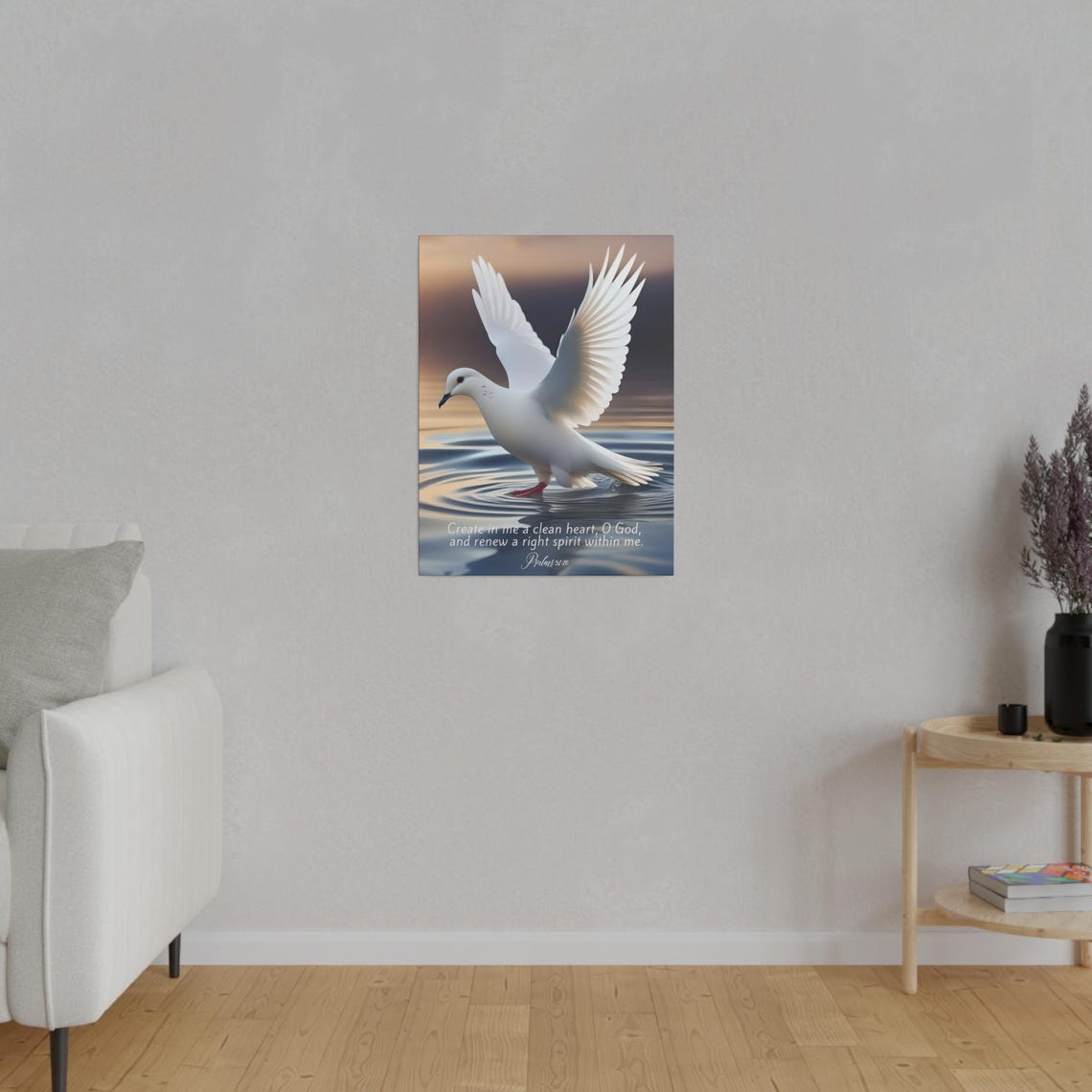 Christian Wall Art Serene Dove on Water Ripples - Etsy