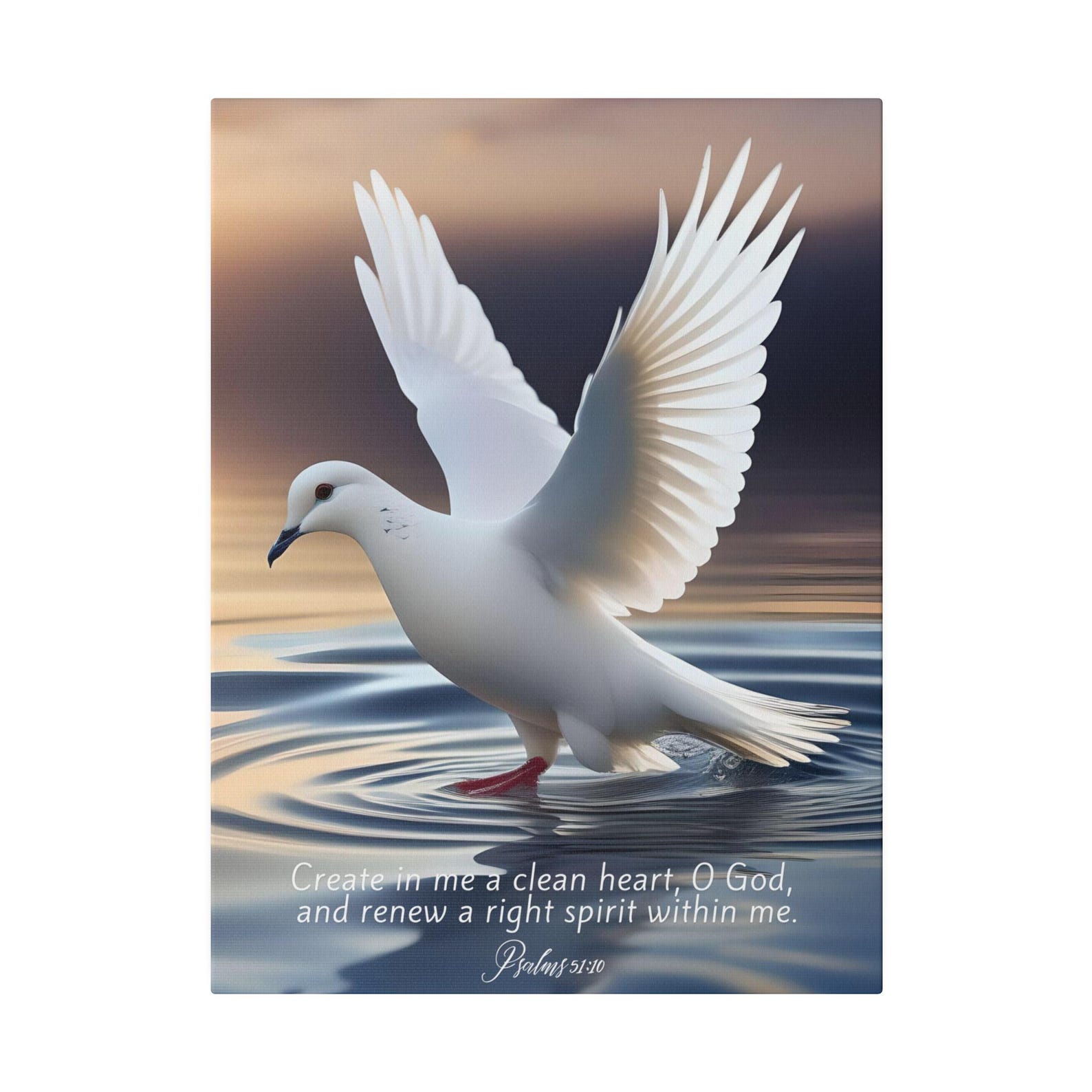 Christian Wall Art Serene Dove on Water Ripples - Etsy