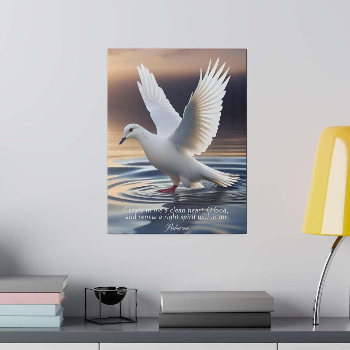 Christian Wall Art Serene Dove on Water Ripples - Etsy