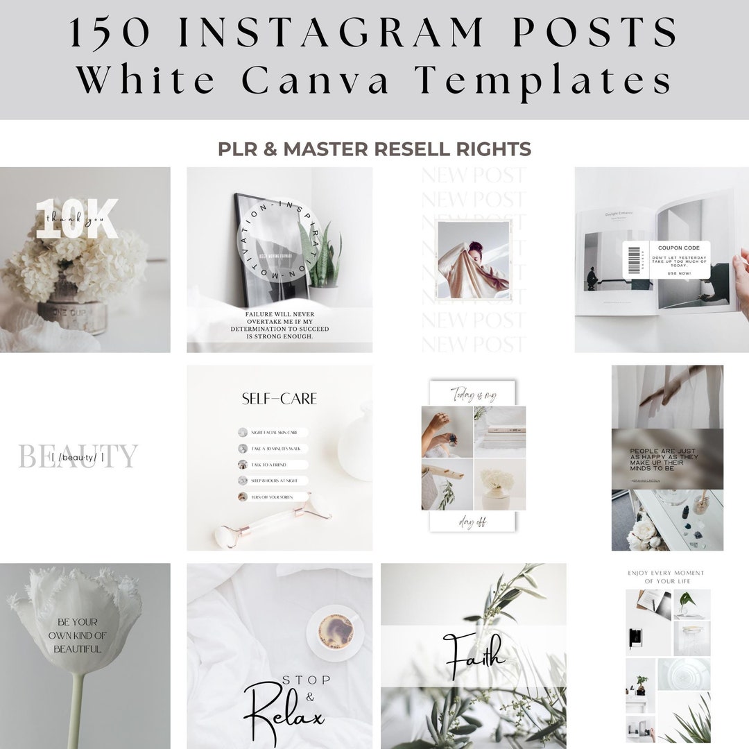 150 White Minimalist Instagram Post Templates | Clean Canva Designs ...