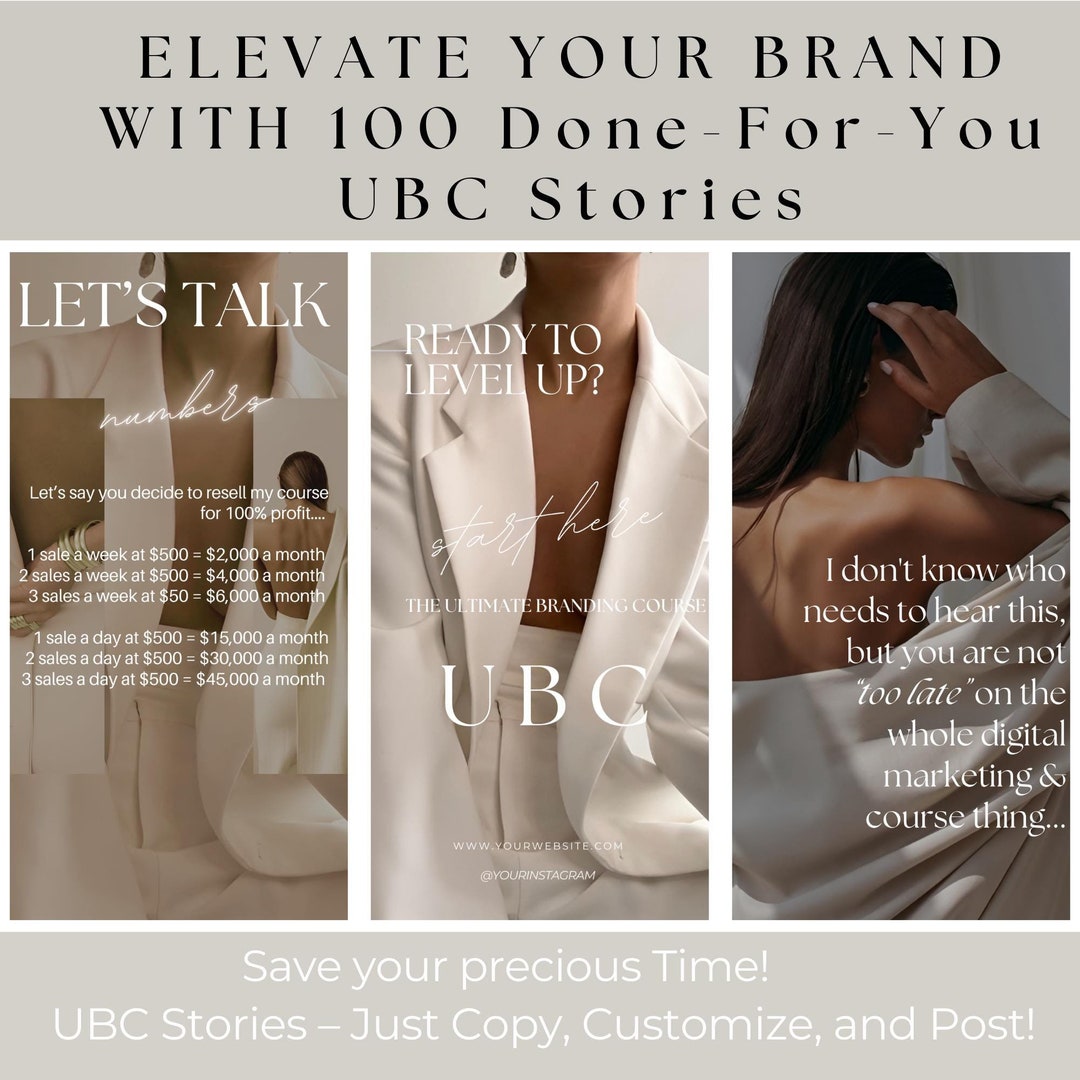 100 UBC Story Slides | Instagram Story Templates | PLR MRR Canva ...