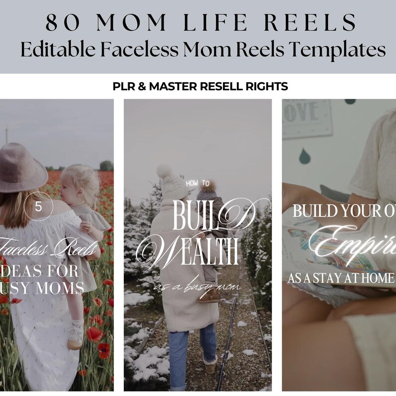 Faceless Mom Life Reels Templates Canva Editable PLR MRR Kit Done-for ...