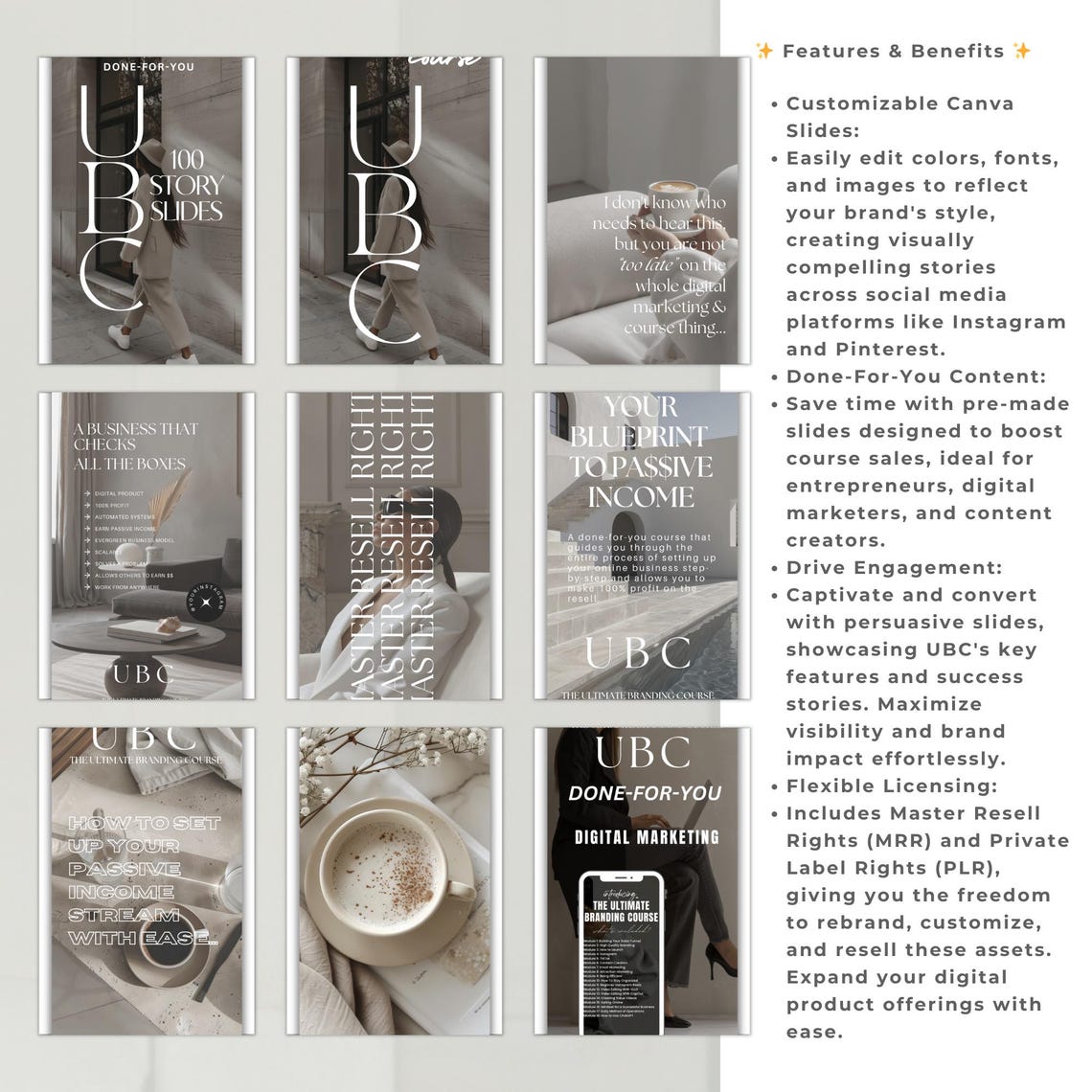 UBC Story Slides: 100 Canva Templates (PLR & MRR) - Etsy