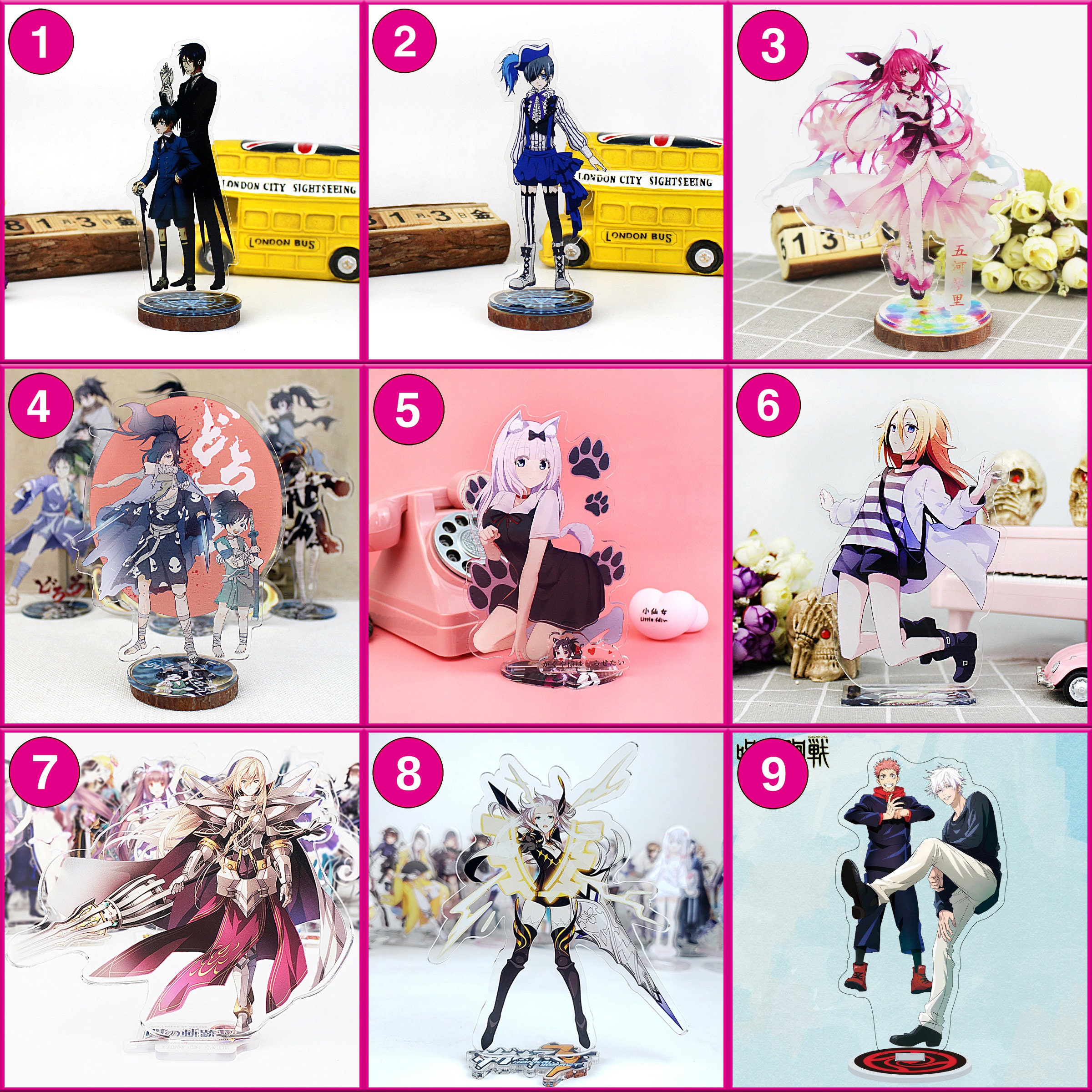 Japanese Anime Cartoon Characters Acrylic Stand Standee Etsy