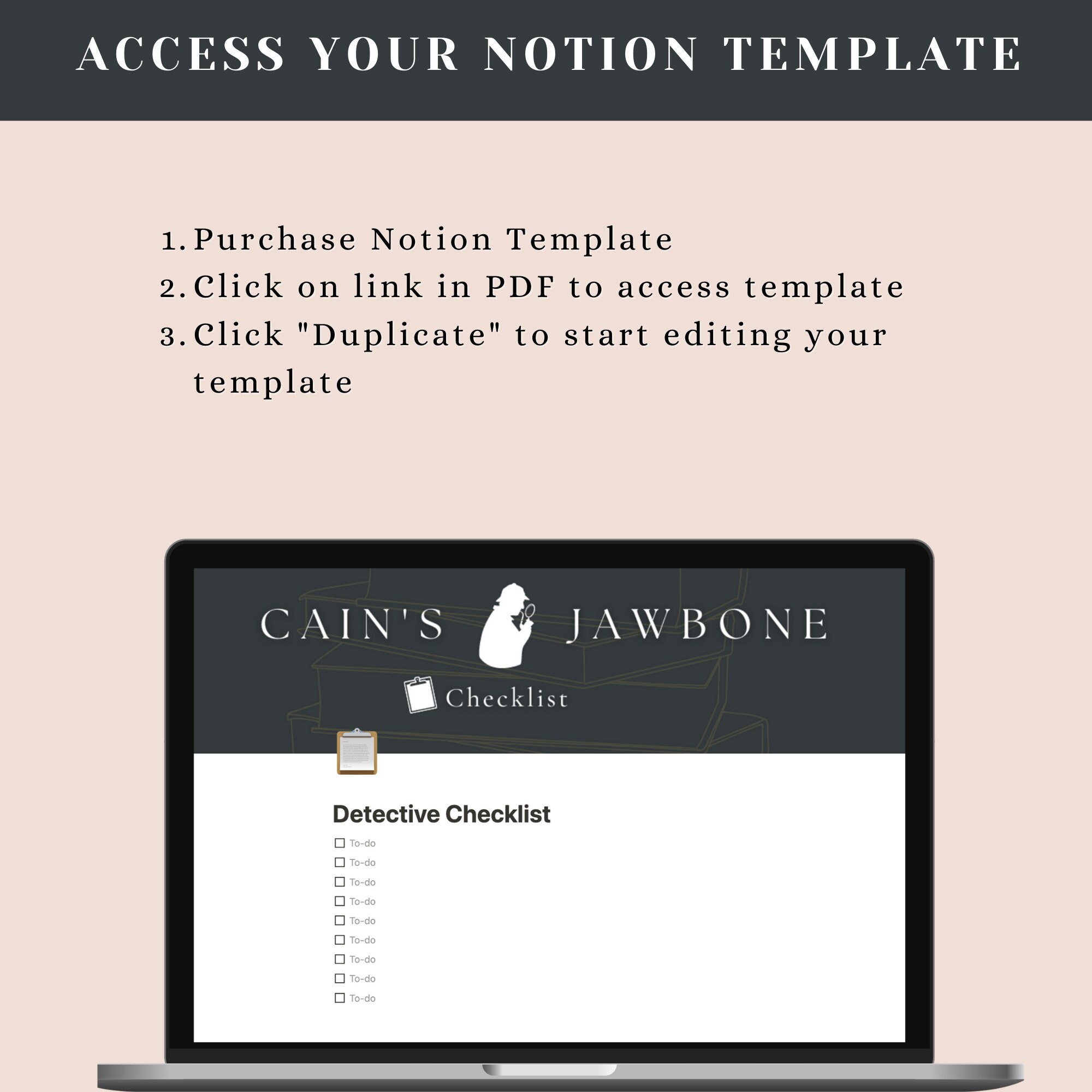 Detective Checklist for Cain's Jawbone Notion Template - Etsy