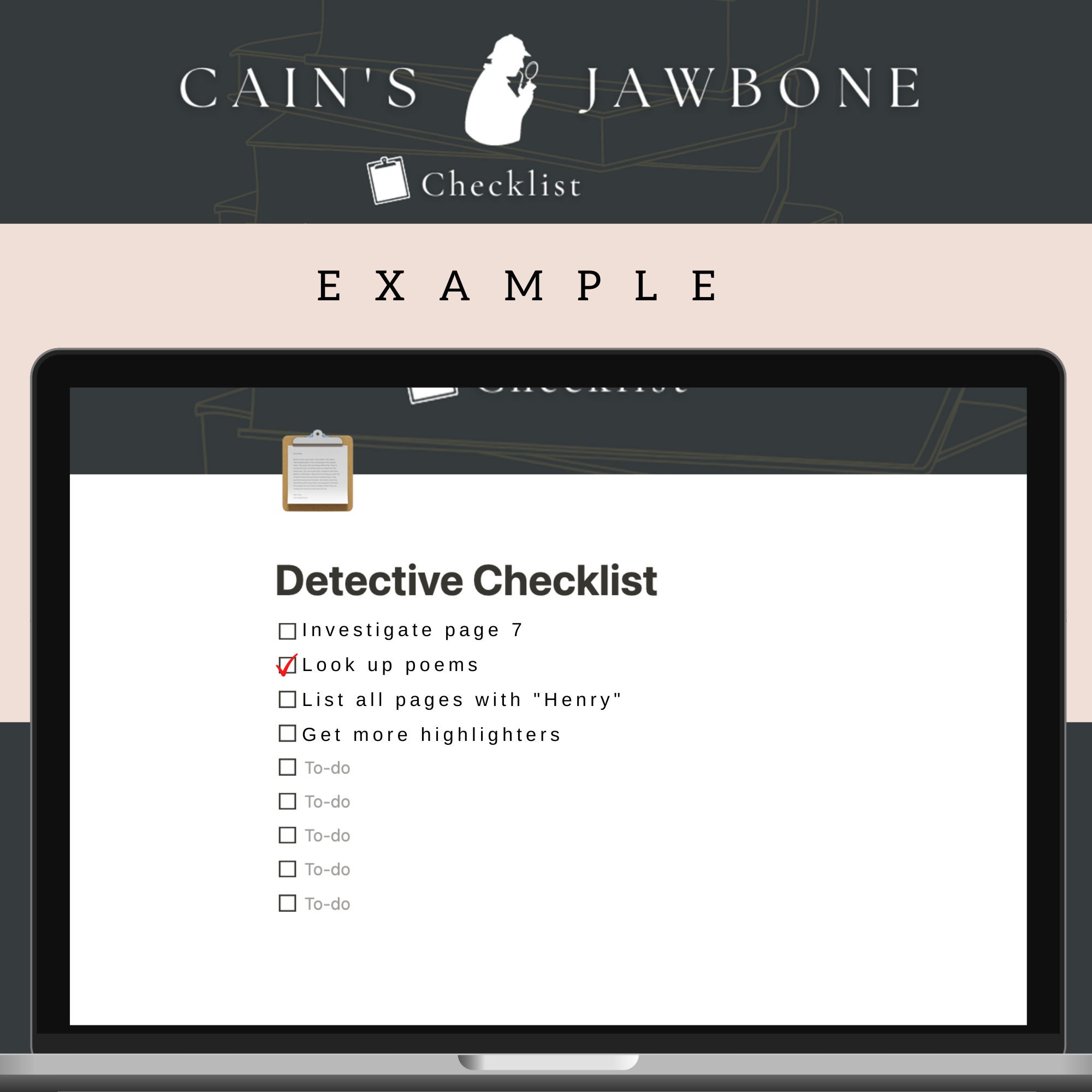 Detective Checklist for Cain's Jawbone Notion Template - Etsy