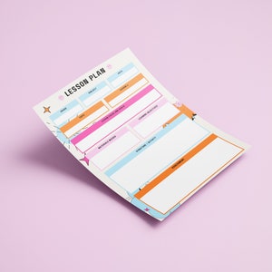 Colorful Lesson Plan Sheet Design, PDF Digital Download, iPad Use or ...