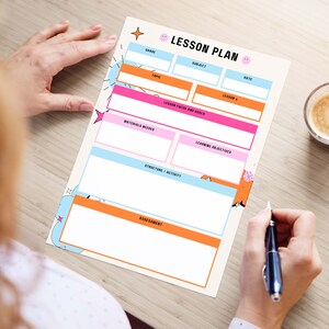Colorful Lesson Plan Sheet Design, PDF Digital Download, iPad Use or ...