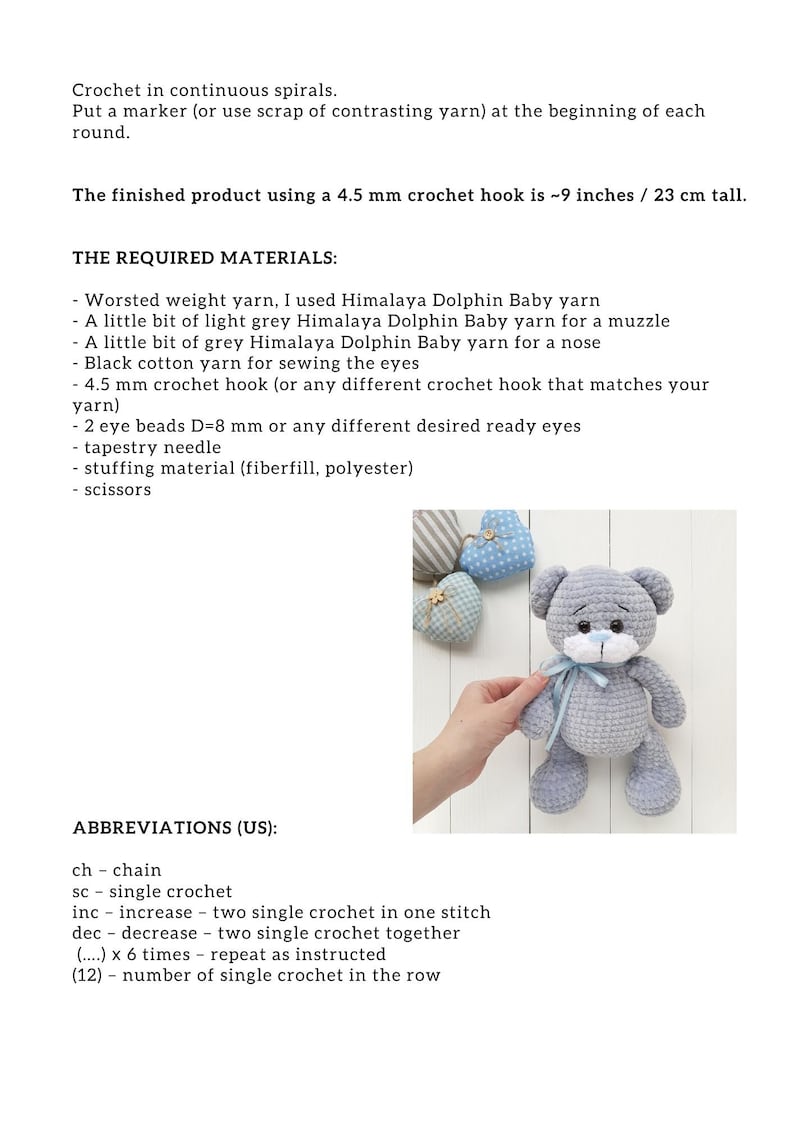 Crochet PATTERN Bear Amigurumi Tutorial PDF in English - Etsy