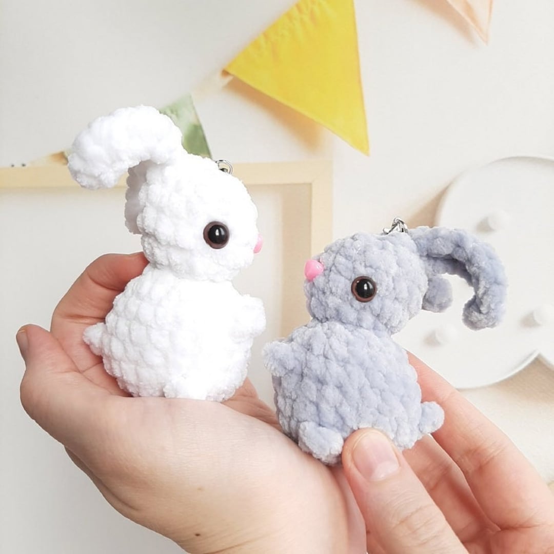 Crochet PATTERN Bunny Rabbit Keychain, No Sew, Amigurumi Tutorial PDF ...