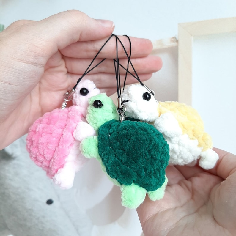 Crochet PATTERN Turtle Keychain No Sew Amigurumi Tutorial - Etsy