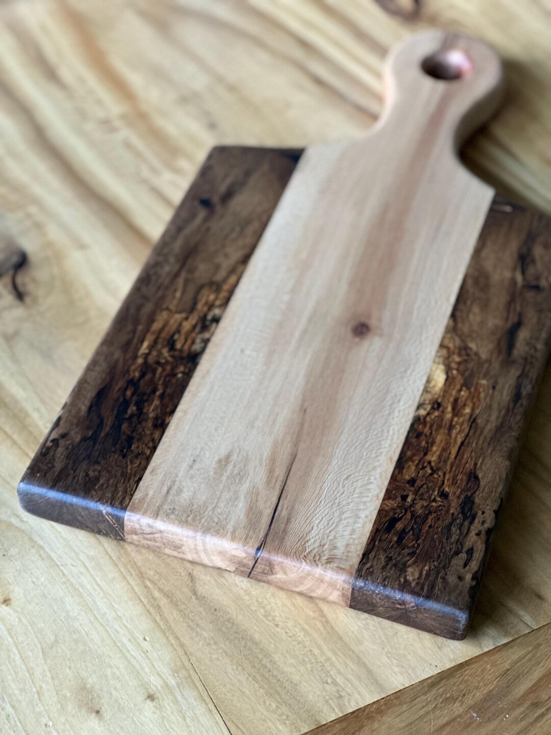 Handcrafted Maple & Spalted Oak Paddle Cutting Board (19 3/4" X 10") - Etsy