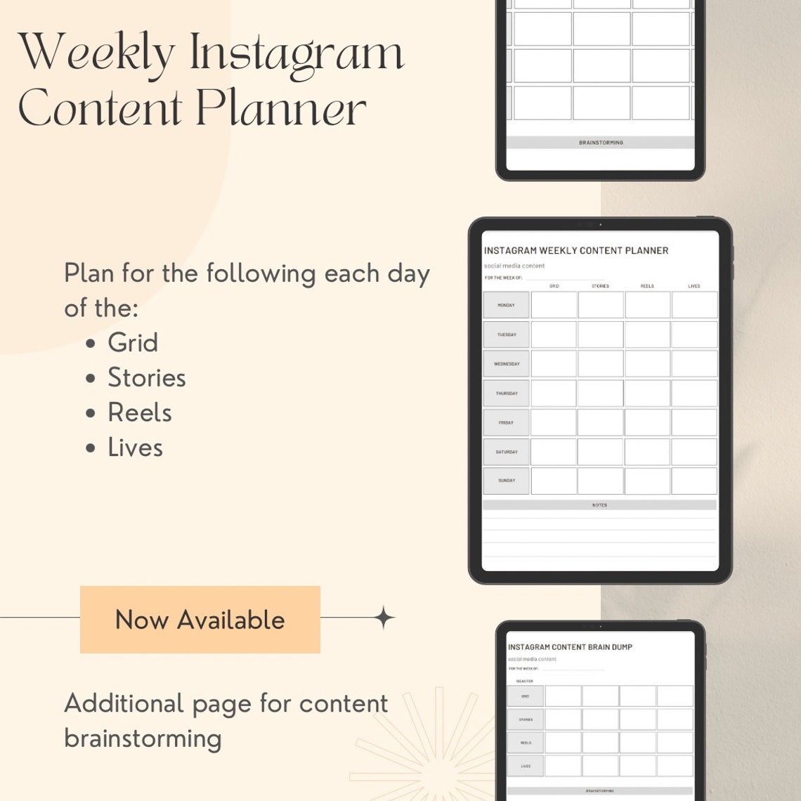 Social Media Content Planner | Instagram Weekly Content Planner ...