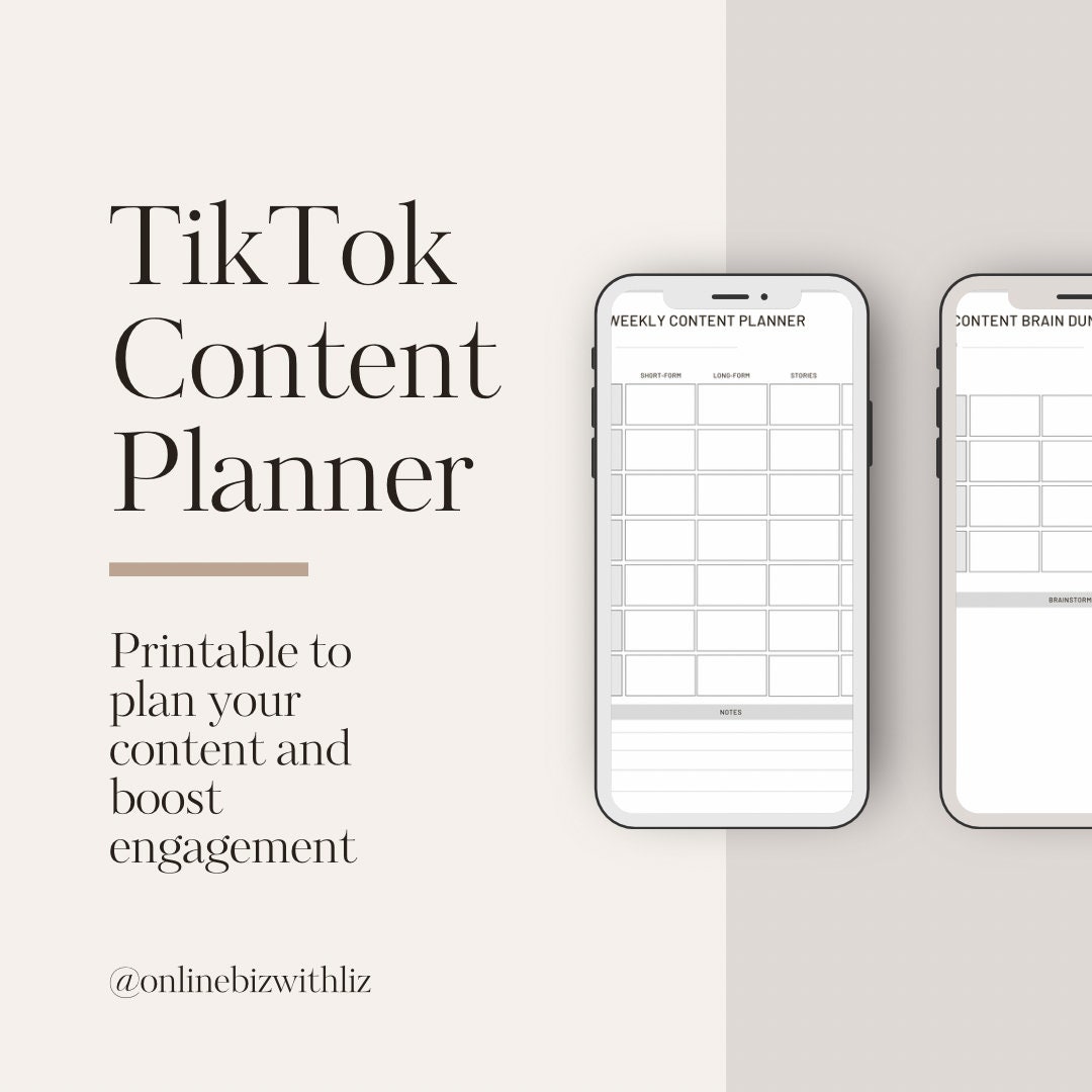 Tiktok Social Media Content Planner | Tiktok Social Media Content ...