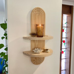 Fluted Arch Wood Wall Shelf - Floating Shelves, Wall Shelves, Wall ...
