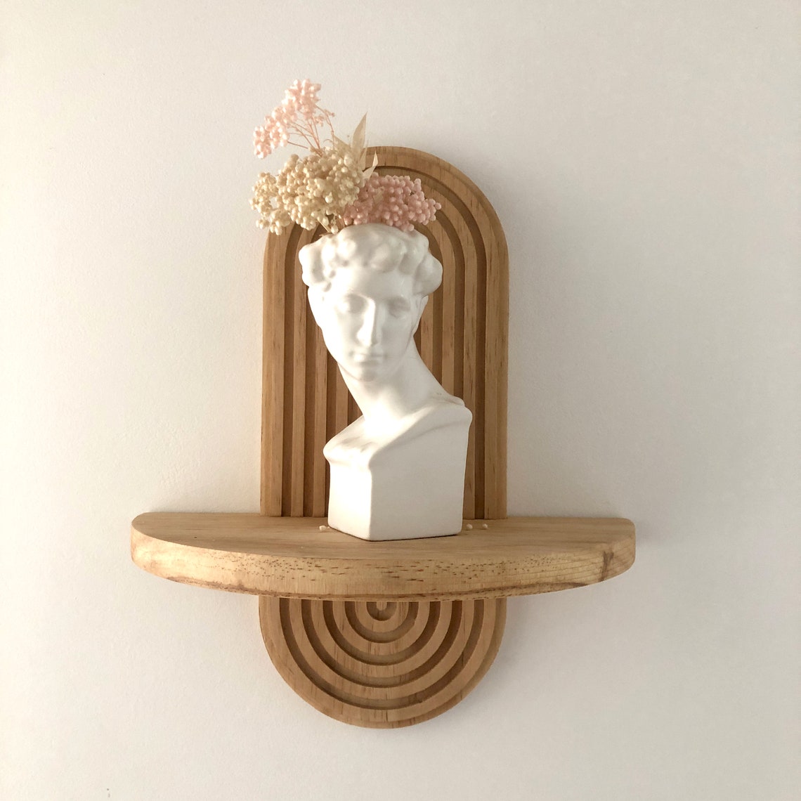 Mid-century Modern Wall Shelf With Arched Wood Design Single - Etsy Canada