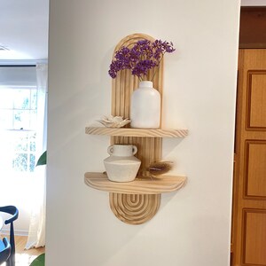 Fluted Arch Wood Wall Shelf - Floating Shelves, Wall Shelves, Wall ...