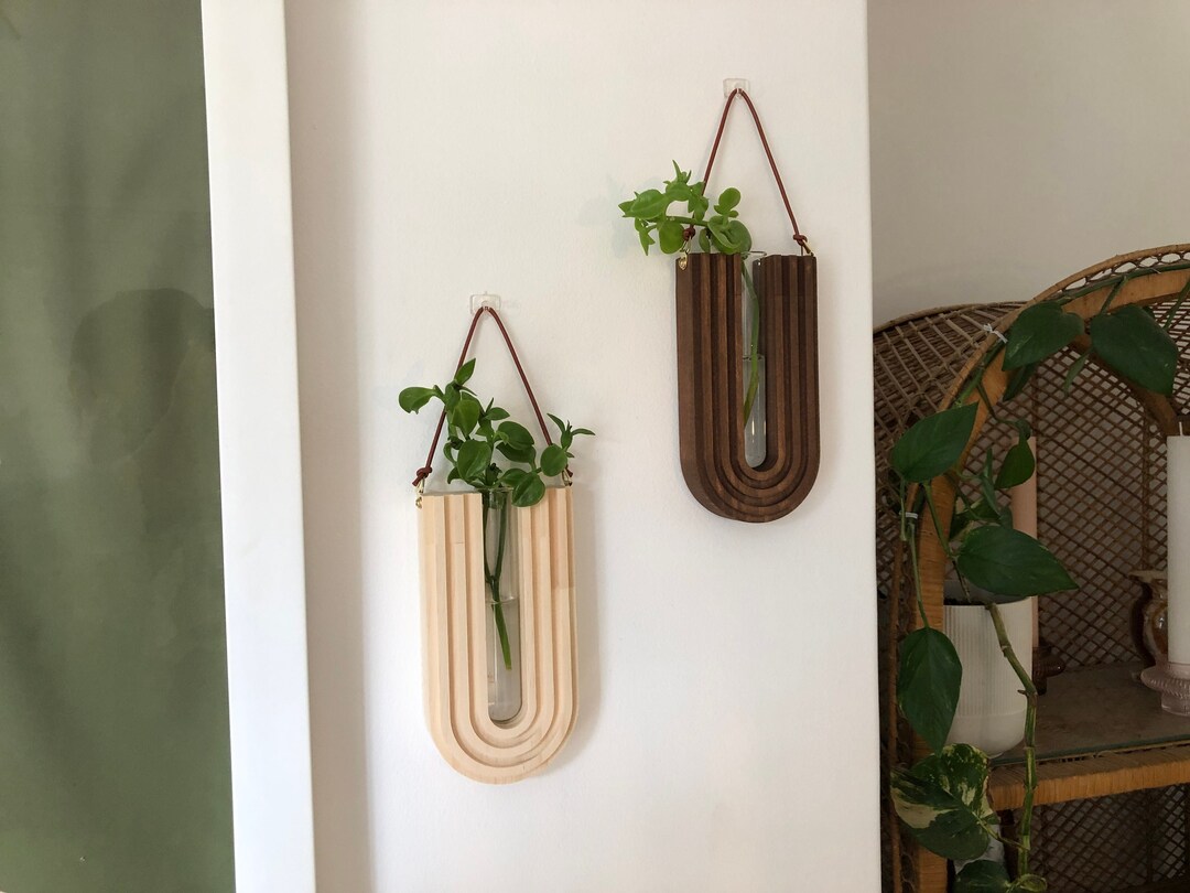 Wall Decor - Plant Propagation Station - Wooden Vase - Hanging Planter ...