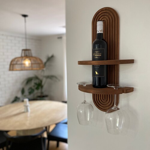 Mid-century Modern Wall Shelf With Arched Wood Design Single - Etsy