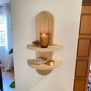 Fluted Arch Wood Wall Shelf - Floating Shelves, Wall Shelves, Wall ...