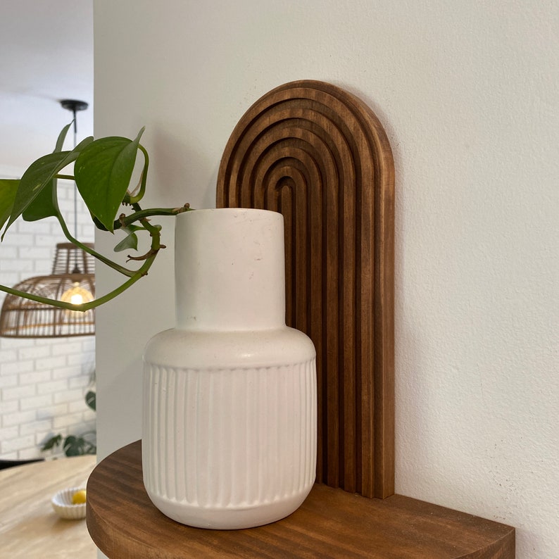 Modern Mid-century Fluted Arch Wood Wall Shelf - Single & Double ...
