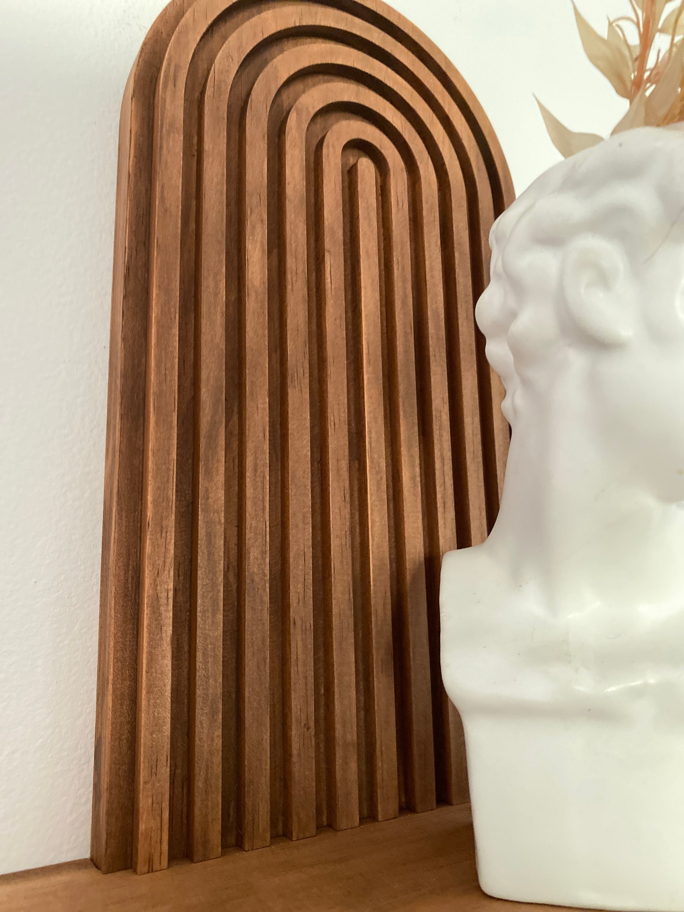 Mid-century Modern Wall Shelf With Arched Wood Design Single - Etsy