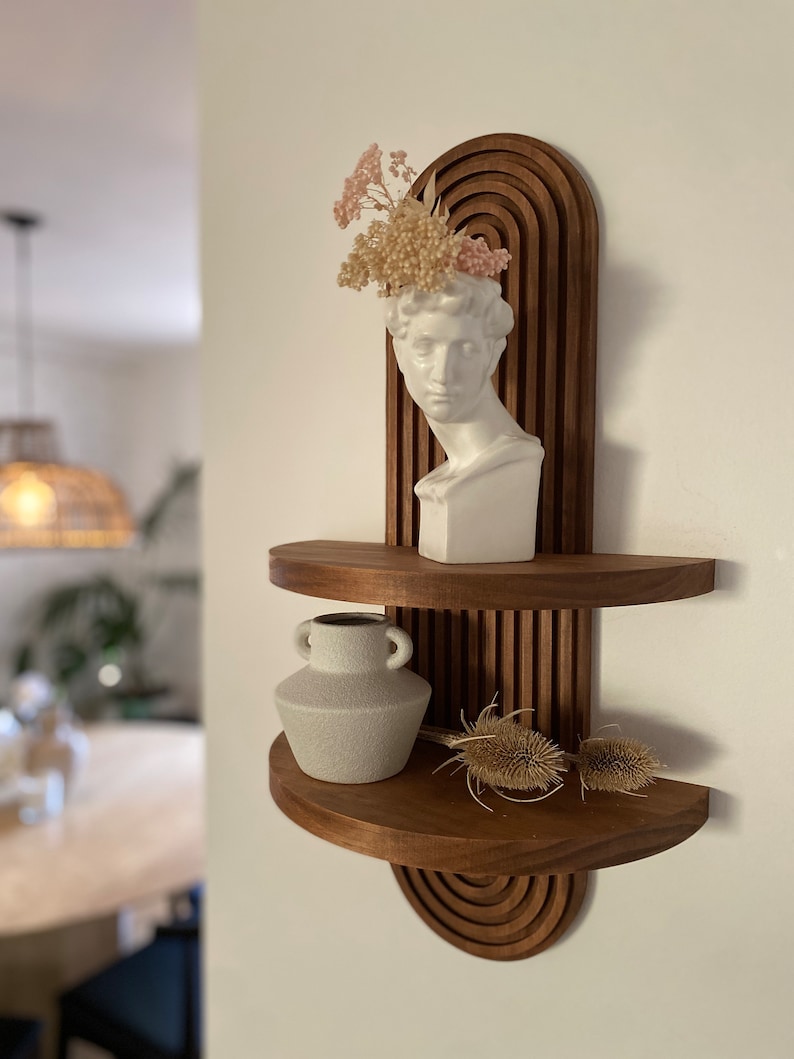 Mid-century Modern Wall Shelf With Arched Wood Design Single - Etsy
