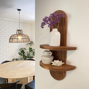Fluted Arch Wood Wall Shelf - Floating Shelves, Wall Shelves, Wall ...