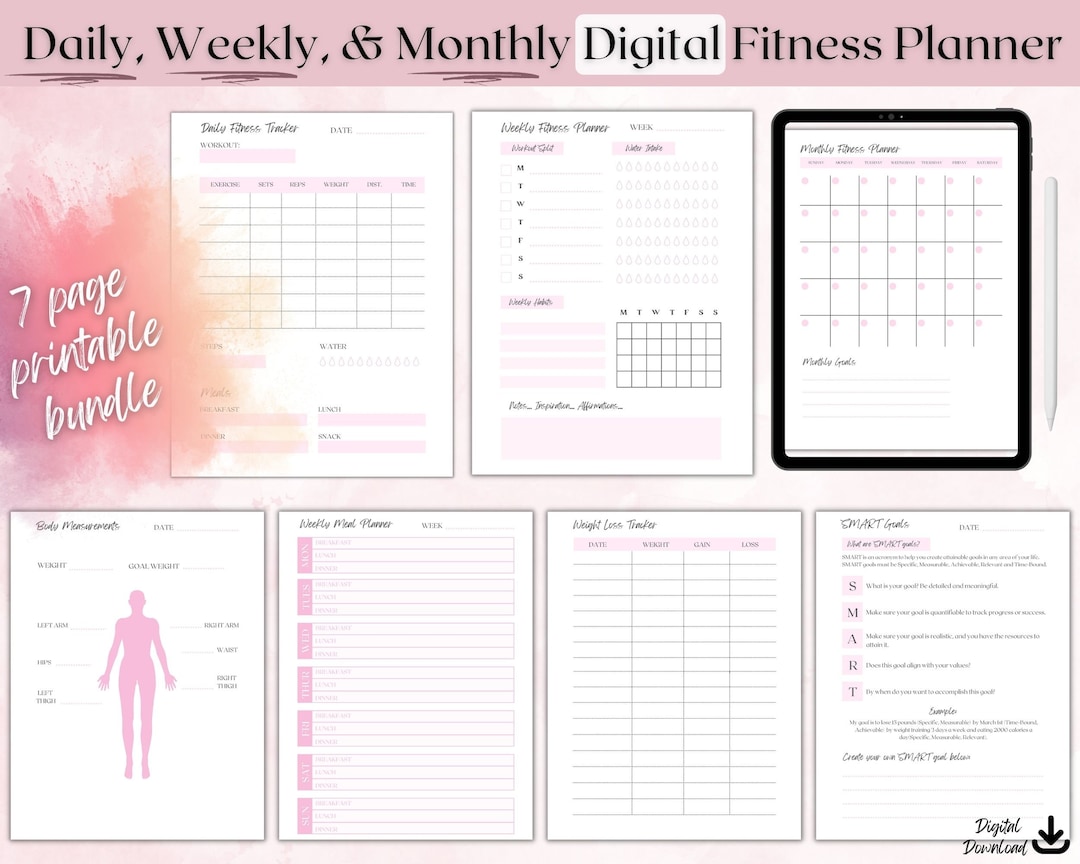 Fitness Planner | Workout Tracker for Daily Exercise | Health Fitness ...