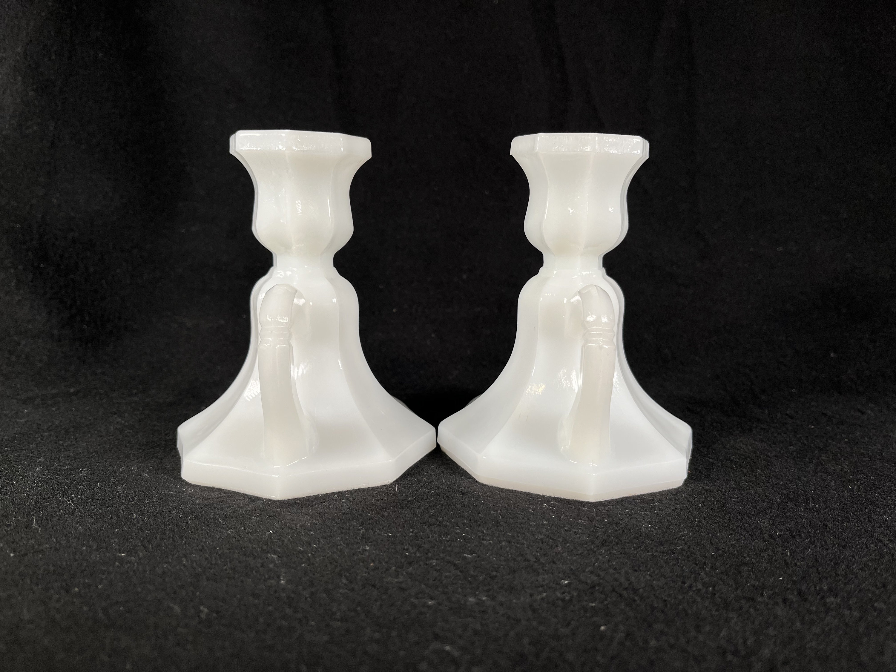 Anchor Hocking Colonial Chamberstick Style Milk Glass Candle Holders ...