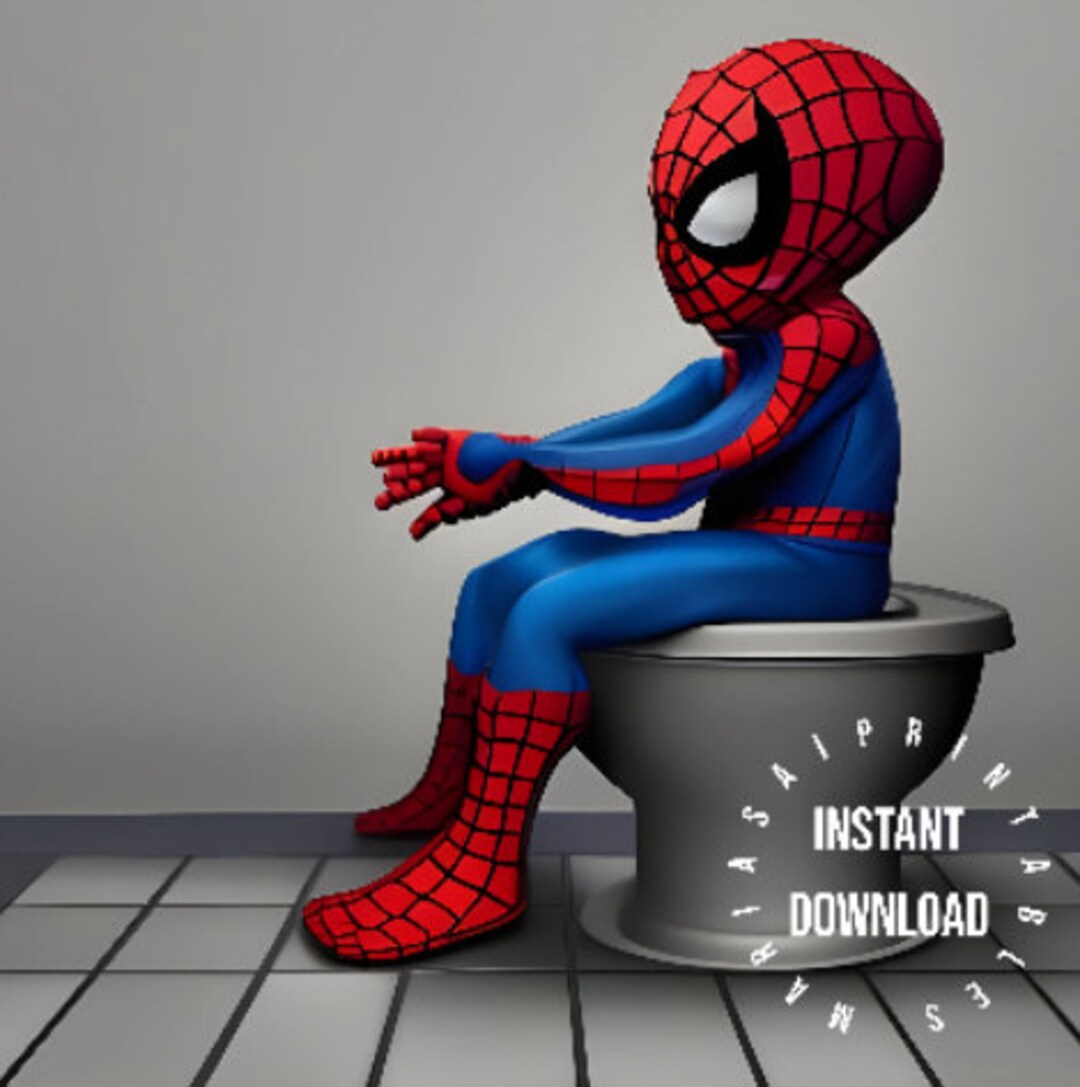 Spideyboy on the Toilet Digital Print - Etsy