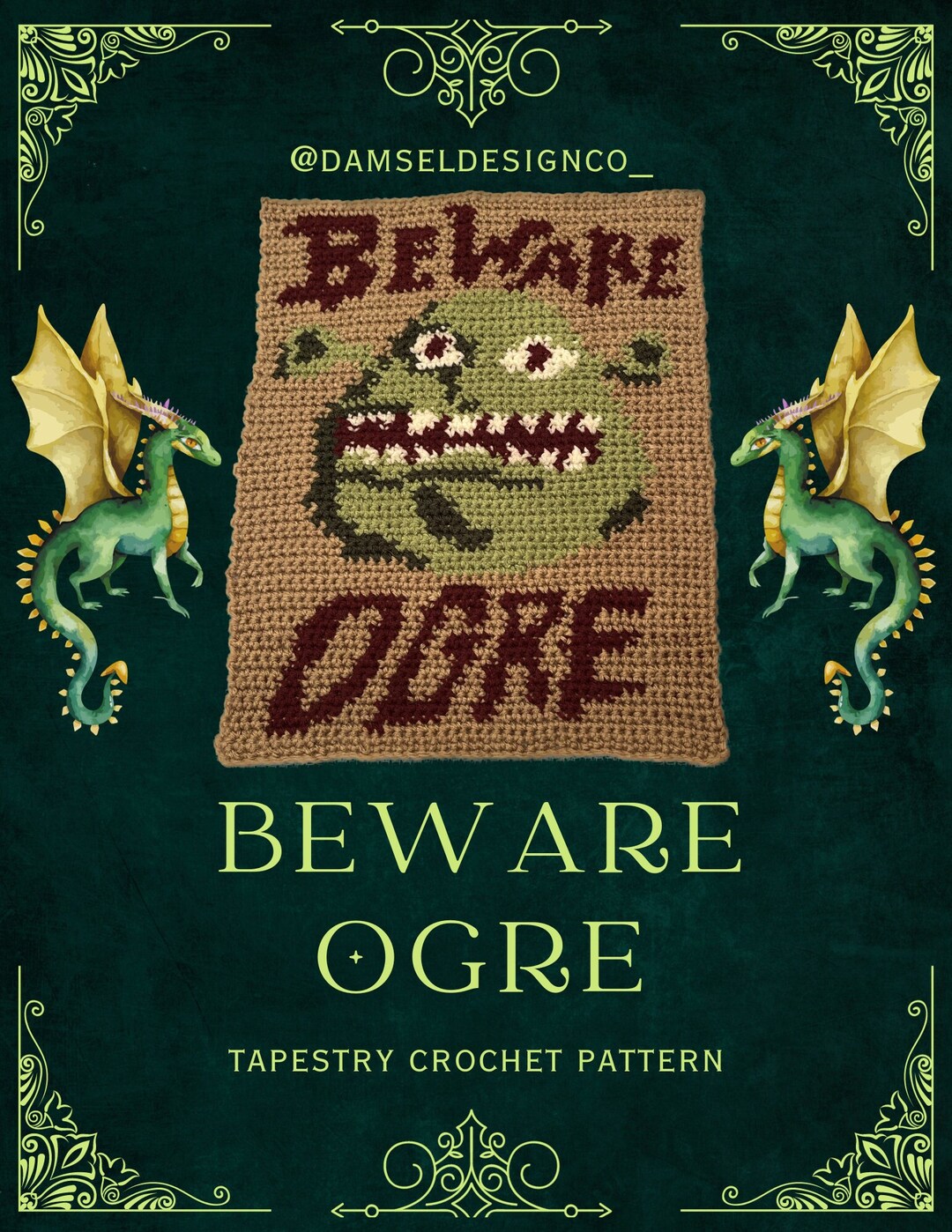 Beware Ogre Tapestry Crochet Pattern: Wall Hanging (PDF Pattern) - Etsy