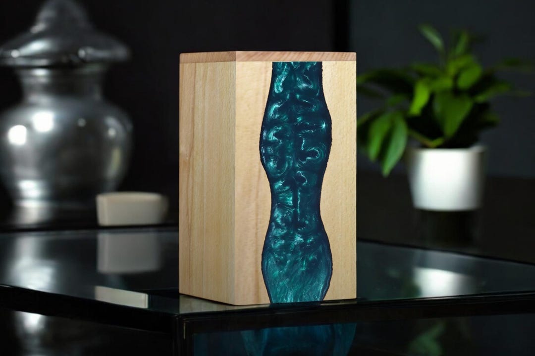 Handcrafted Beechwood Resin Urn Box: Personalized Memorial Keepsake - Etsy