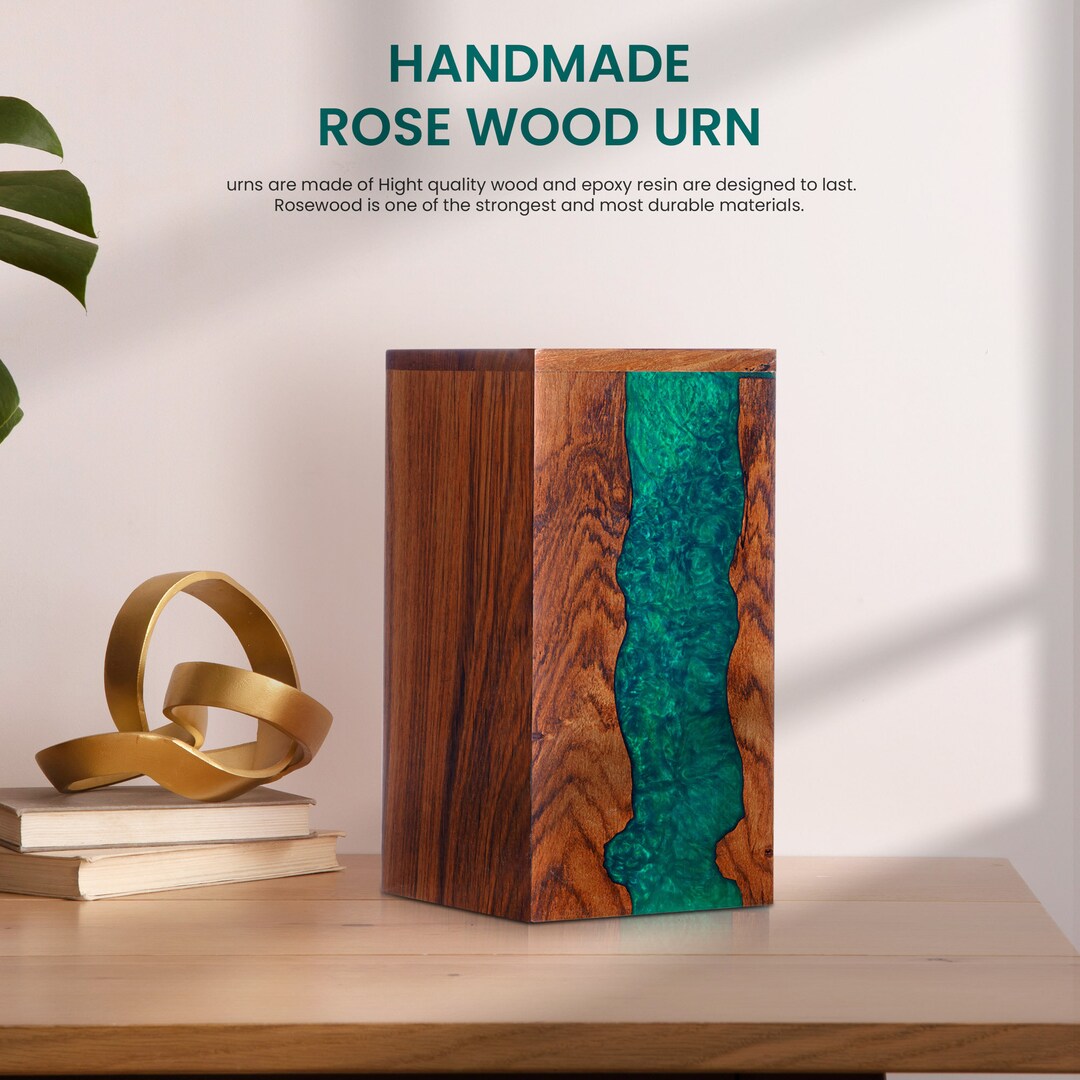 Rosewood and Green Epoxy Resin Urn Box for Ashes Adult - Etsy
