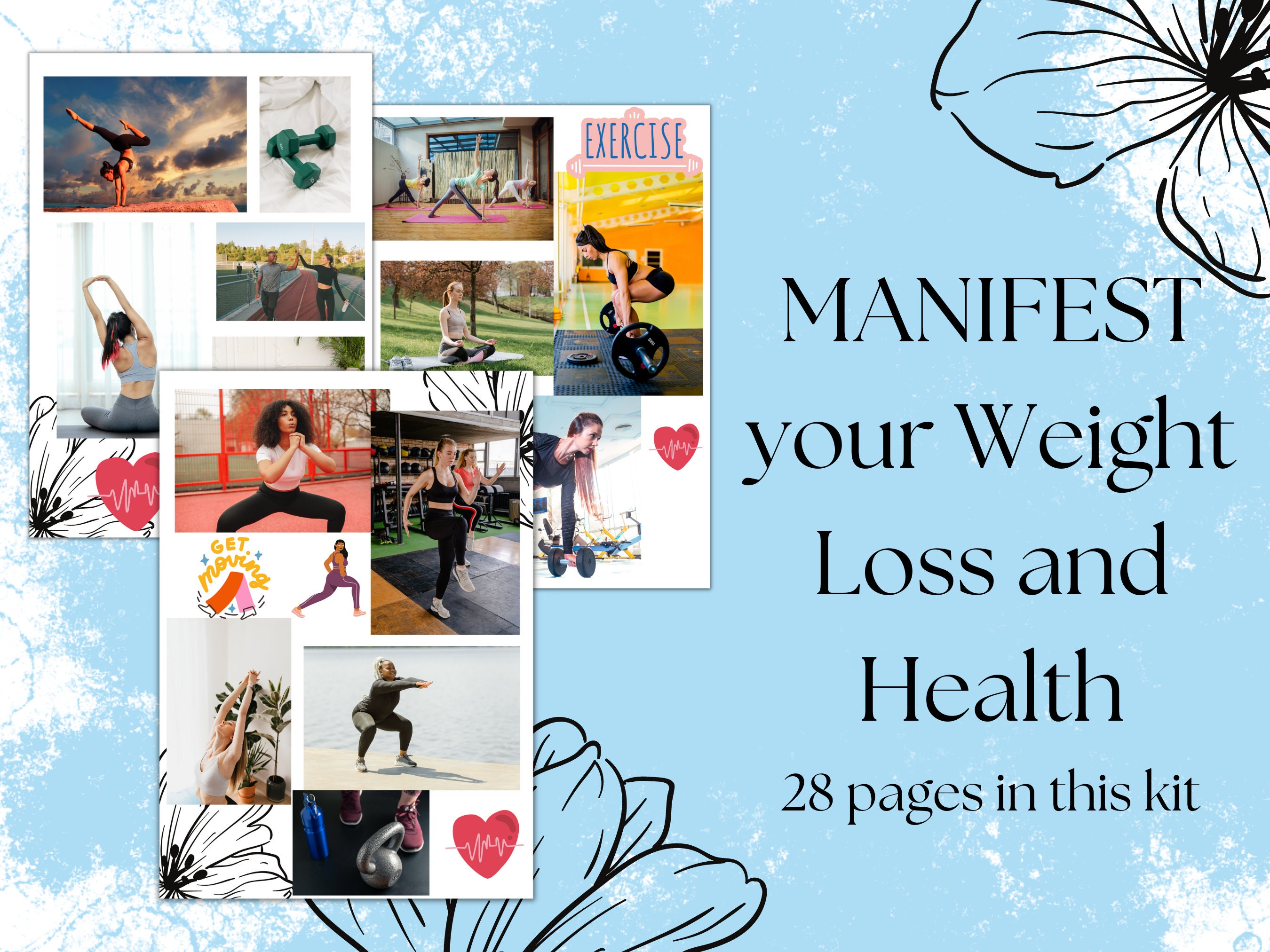 VISION BOARD Printables, Weight Loss Vision Board, Health Vision Board ...