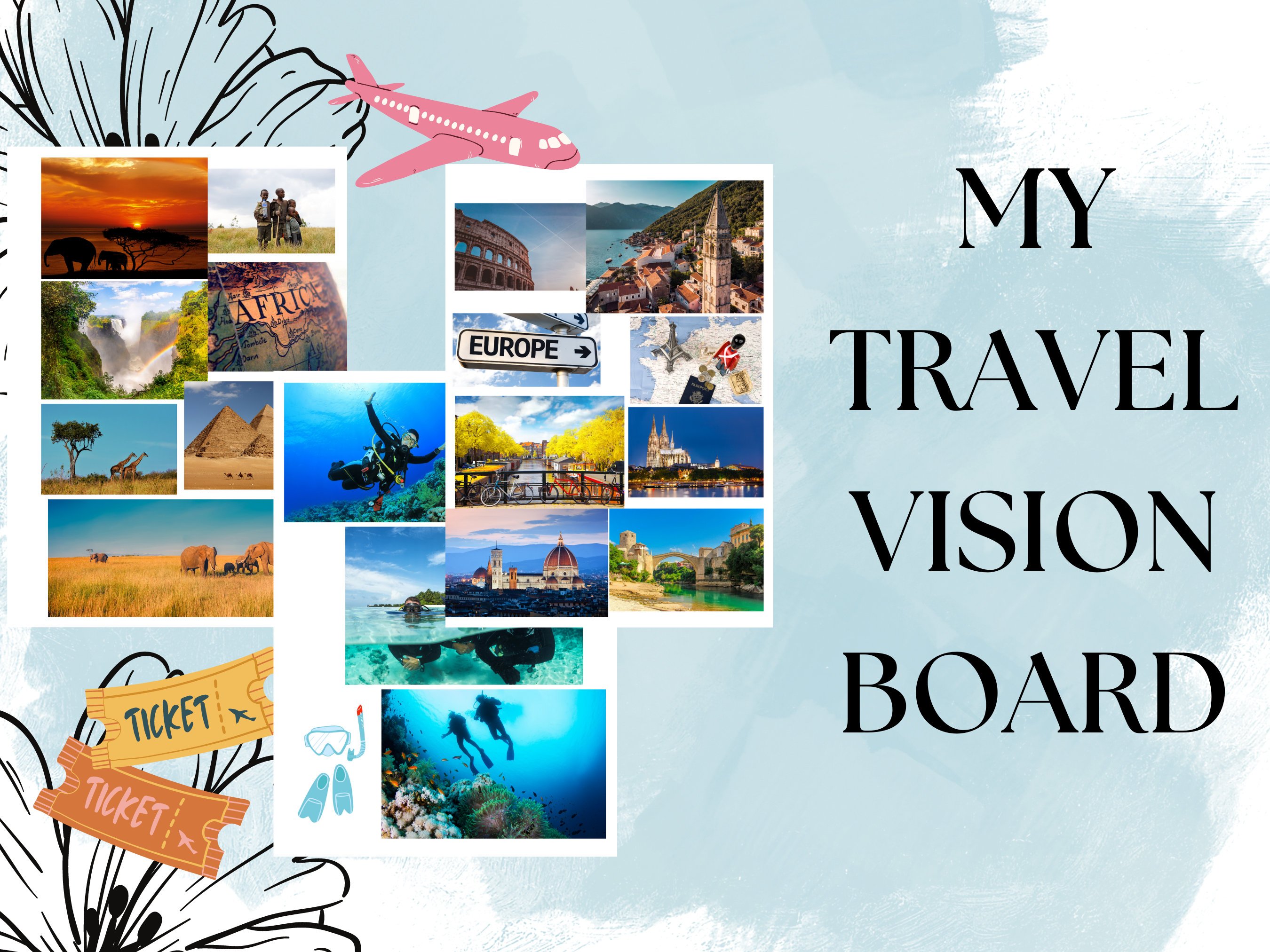 Vision Board Printables, Vision Board Kit, Travel Vision Board, Vision ...