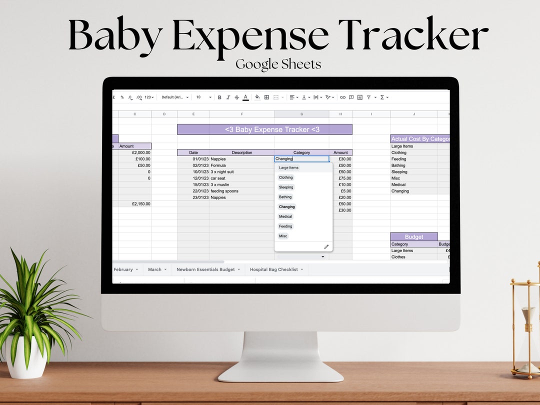 Expense Tracker Spreadsheet, Newborn Expense Google Sheets, Newborn ...