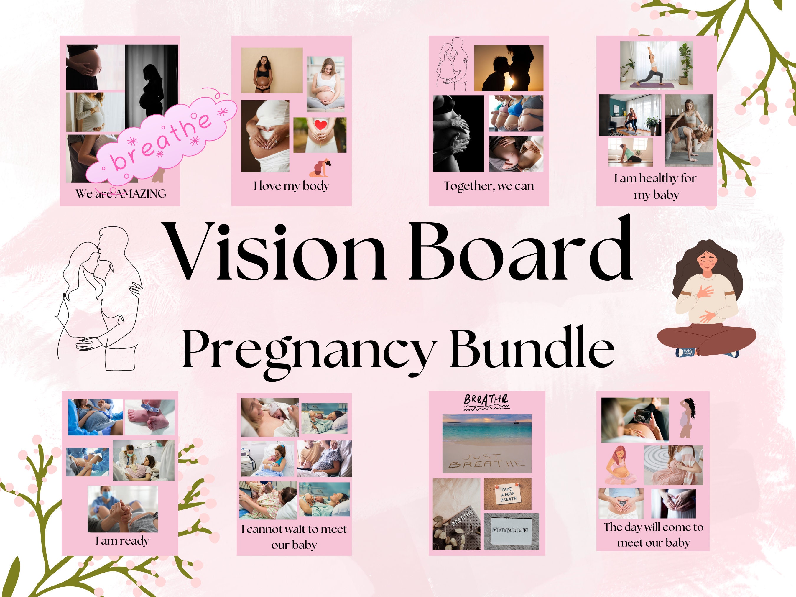 Vision Board Printables, Positive Birth Affirmations, Vision Board Kit ...