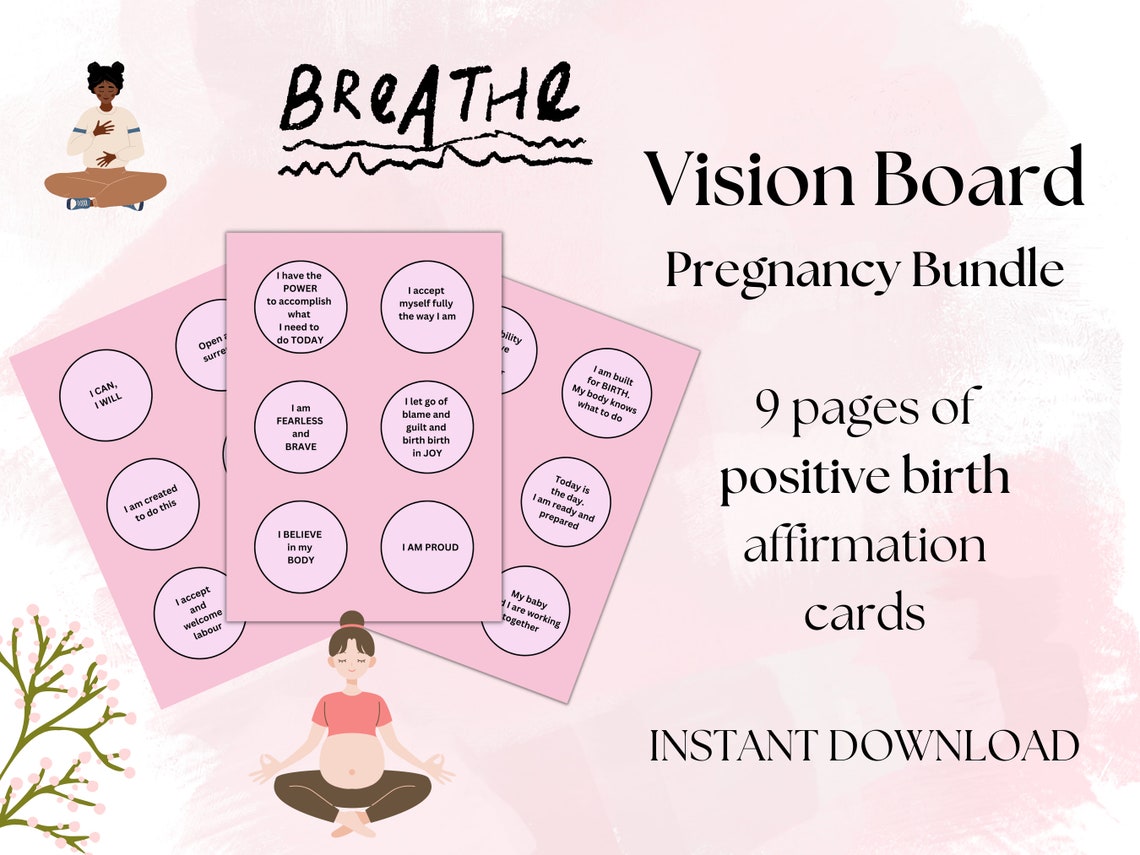 Vision Board Printables, Positive Birth Affirmations, Vision Board Kit ...
