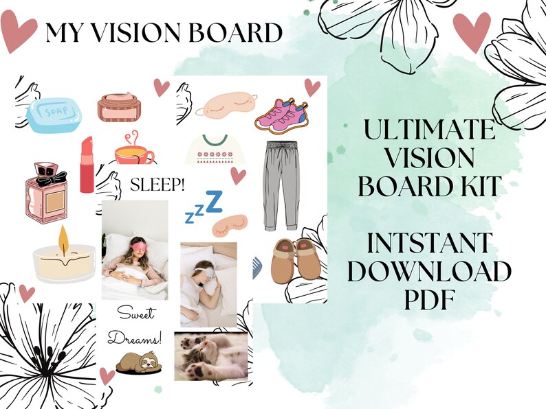 Vision Board Printables, Self Care Edition, Manifestation Kit, Digital ...