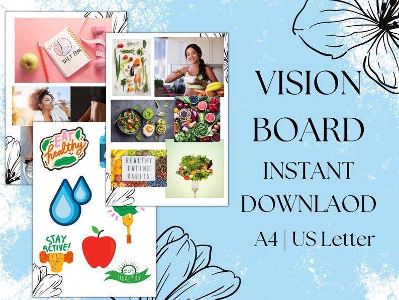 VISION BOARD Printables, Weight Loss Vision Board, Health Vision Board ...
