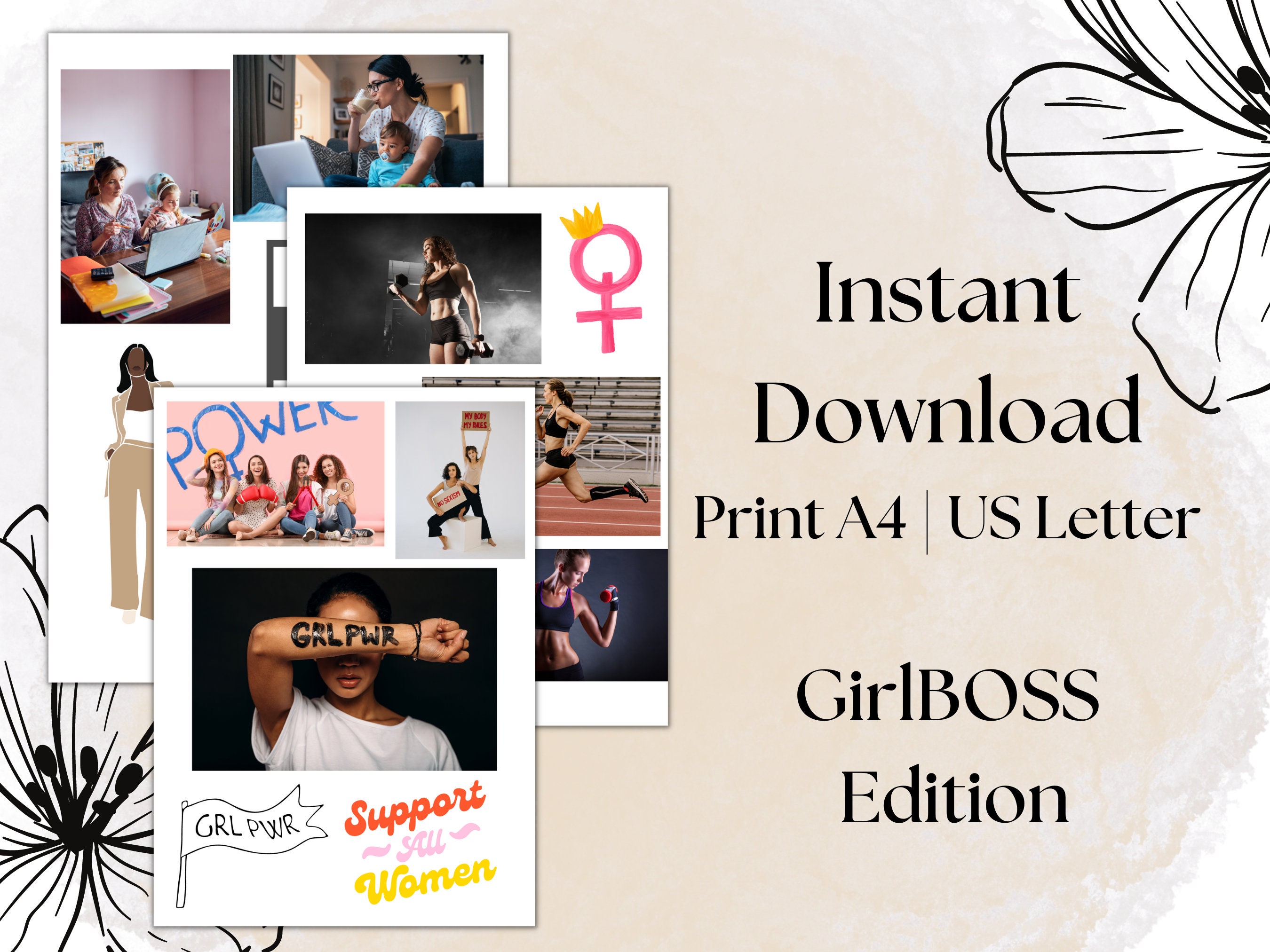 Vision Board Kit, Vision Board Printables, Affirmations, Girl Boss ...