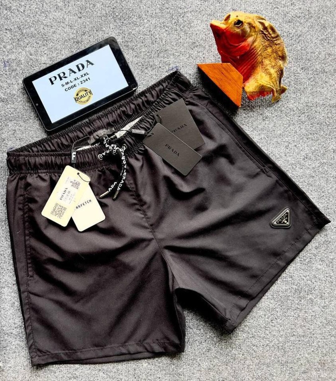 Prada Mens Swim Shorts Black Swimming Etsy