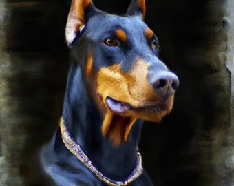Doberman Pinscher Art Print of Original Watercolor Painting - Etsy