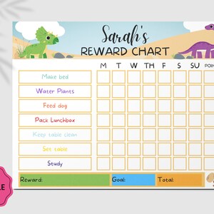 Editable Dinosaur Reward Chart, Printable Space Behavior Chart, Daily ...