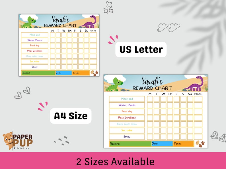 Editable Dinosaur Reward Chart, Printable Space Behavior Chart, Daily ...