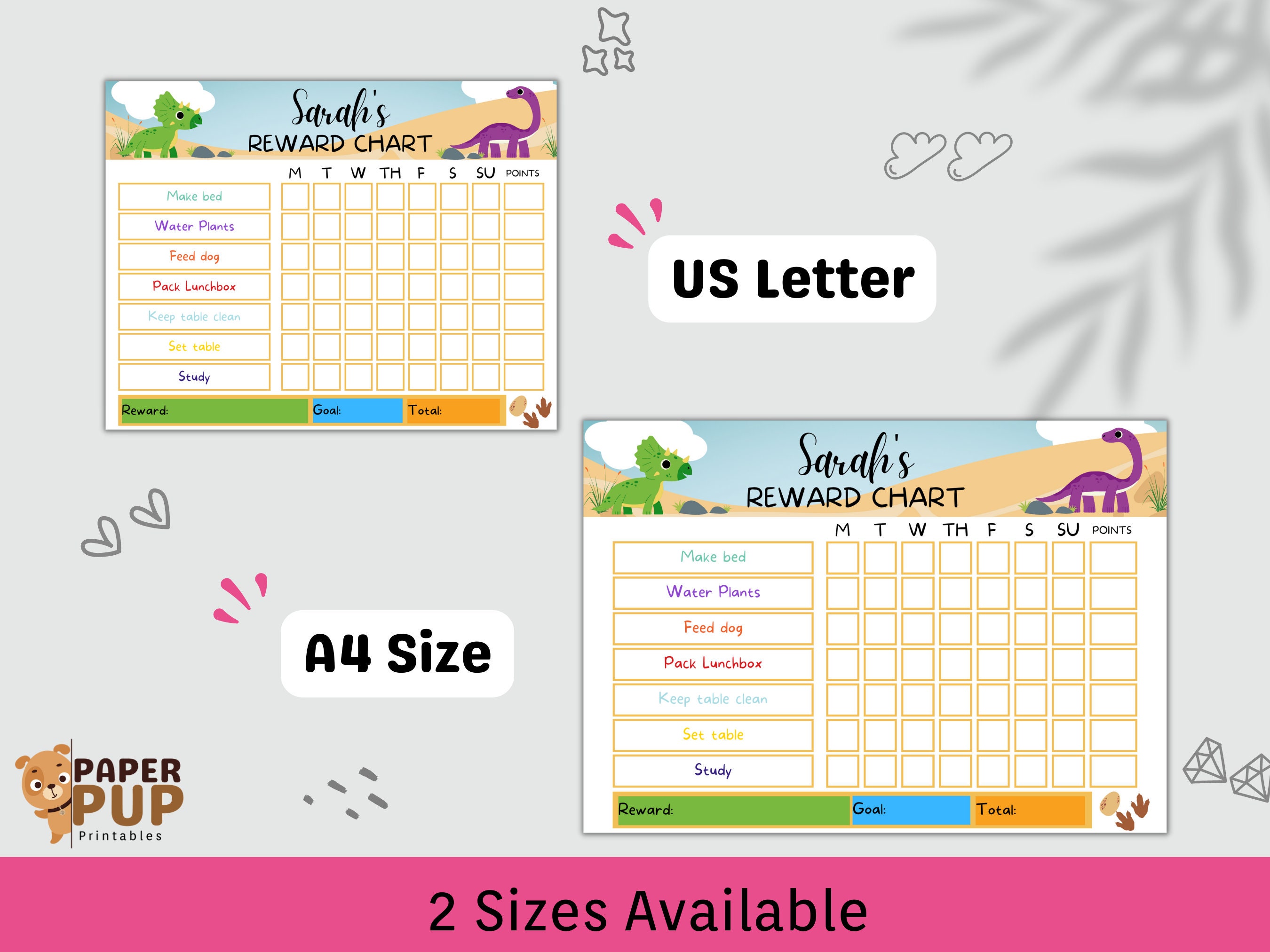 Editable Dinosaur Reward Chart, Printable Space Behavior Chart, Daily ...