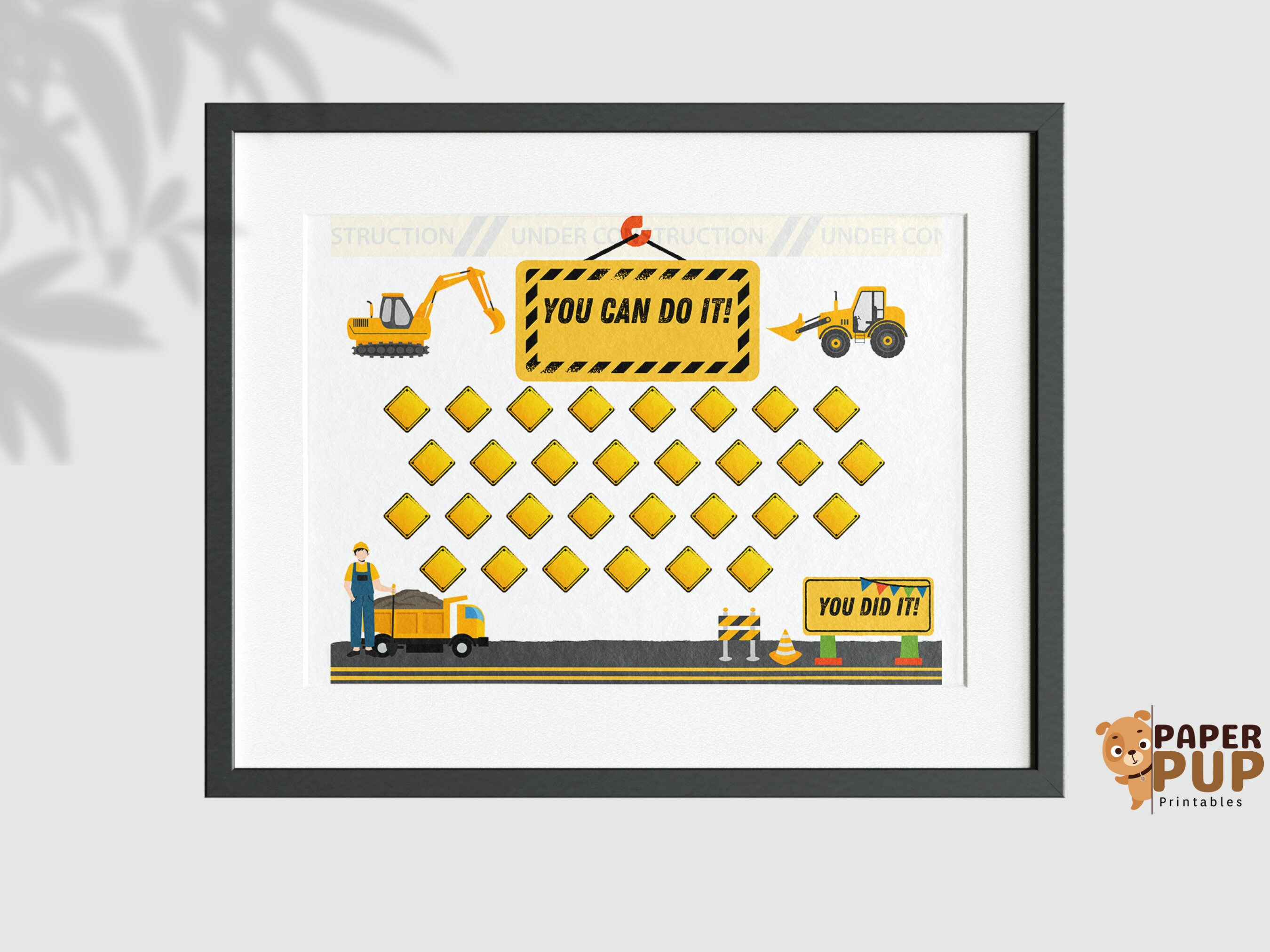 Construction Reward Chart, Printable Construction Behavior Chart, Daily ...