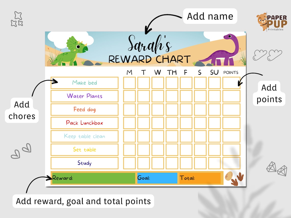 Editable Dinosaur Reward Chart, Printable Space Behavior Chart, Daily ...